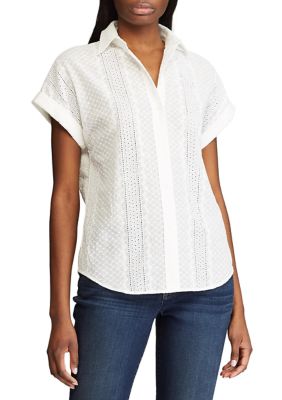 Chaps Short Sleeve Eyelet Top | belk