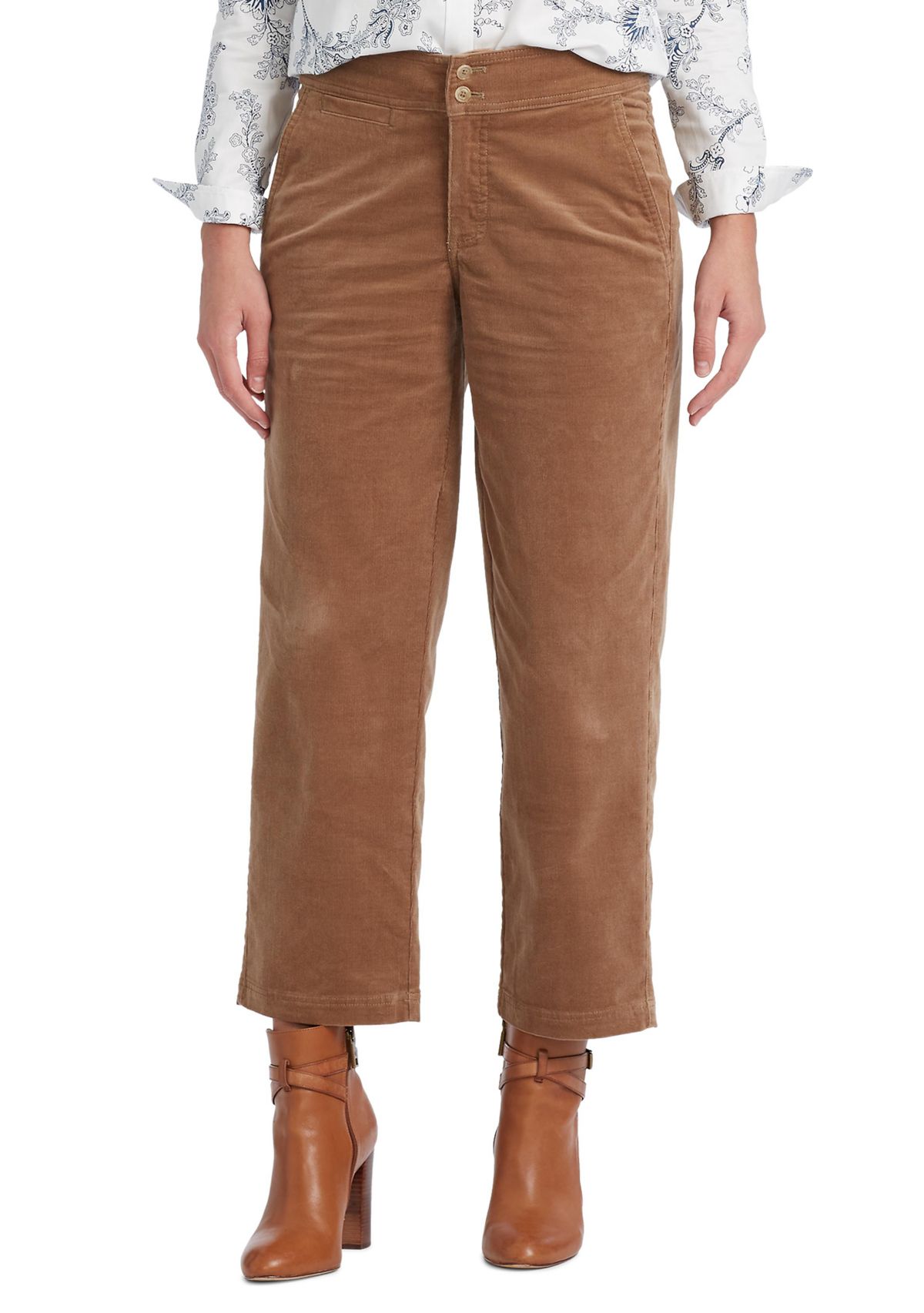 Chaps Petite Cropped Corduroy Wide-Leg Pants | Belk