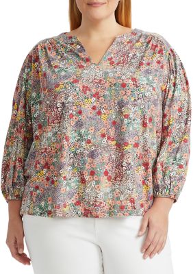 Chaps Plus Size Shirred Cotton Top Belk