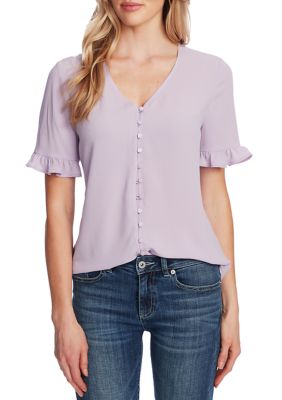CeCe Women's Ruffled Button Down Blouse | belk