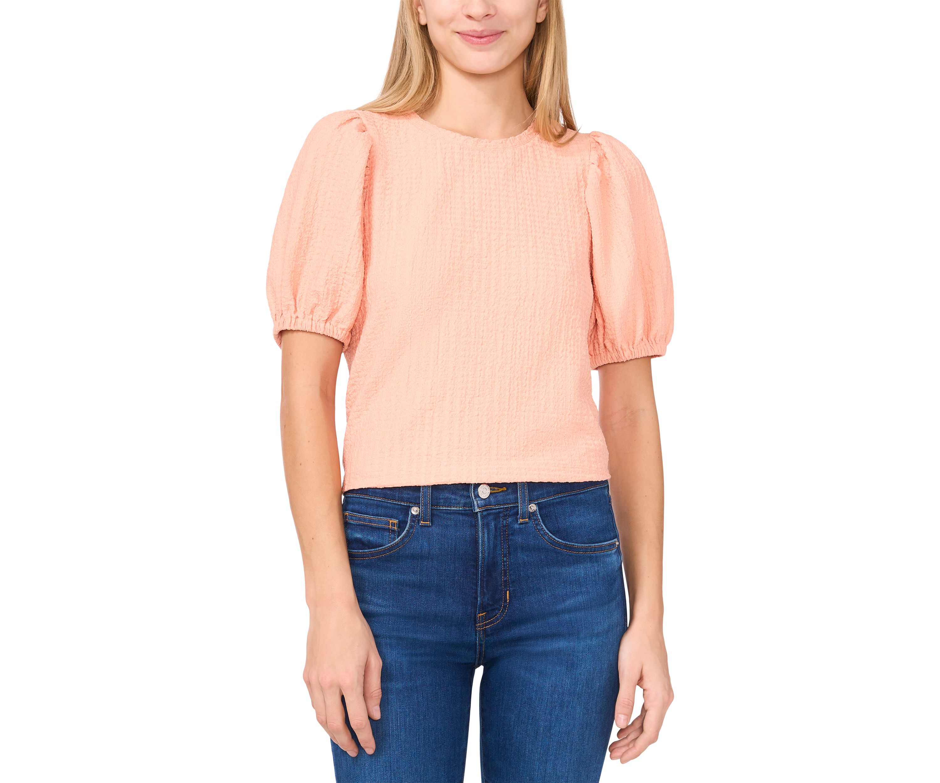 CeCe Women's Textured Short Sleeve Knit Top | Belk
