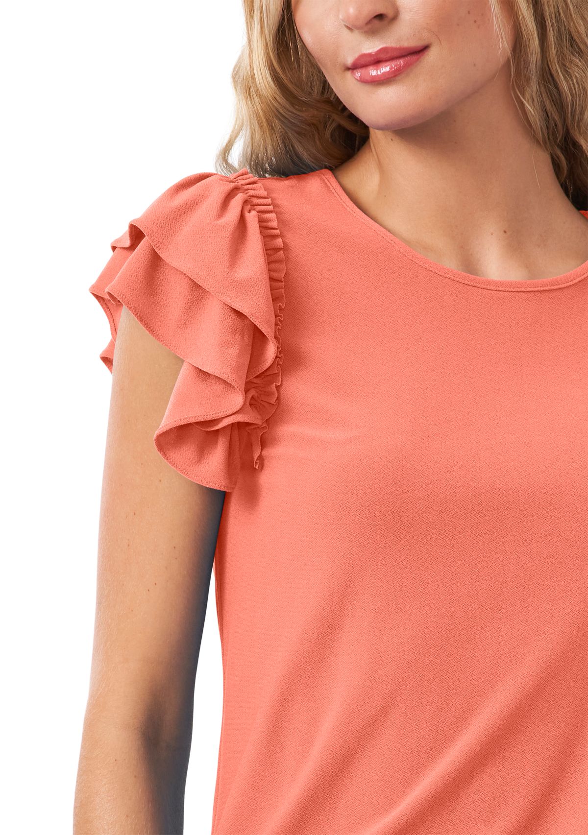 CeCe Women's Double Ruffle Knit Top | Belk