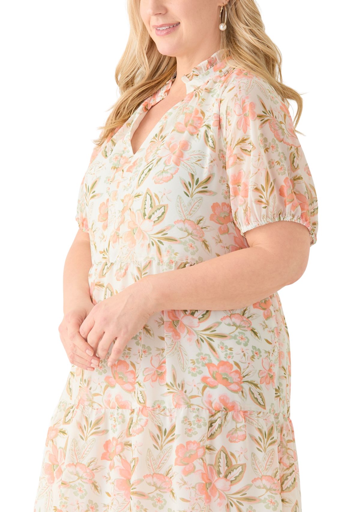 CeCe Plus Size Tiered Ruffle Dress | Belk