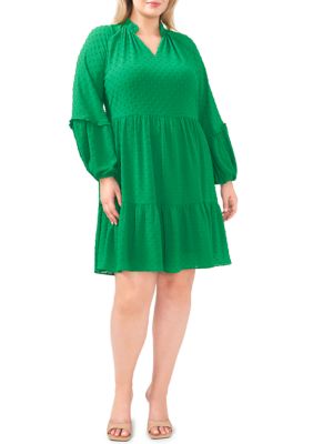 CeCe Plus Size Clip Dot Babydoll Dress | belk