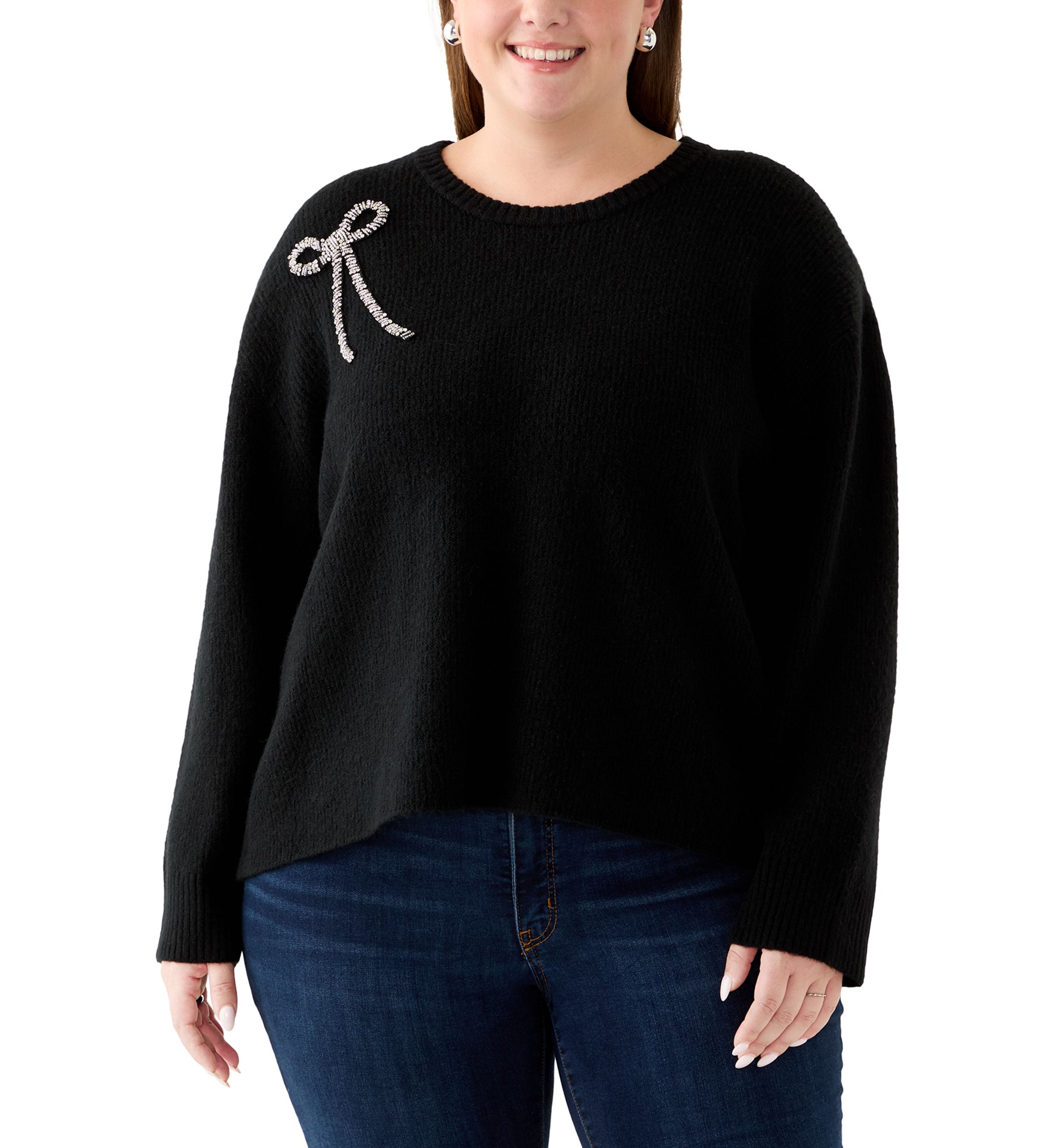 CeCe Plus Size Bow Applique Sweater | Belk