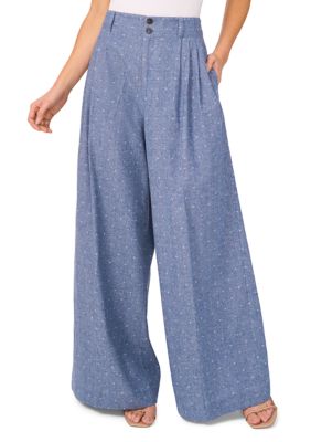 CeCe Petite Pleated Wide Leg Pants | Belk
