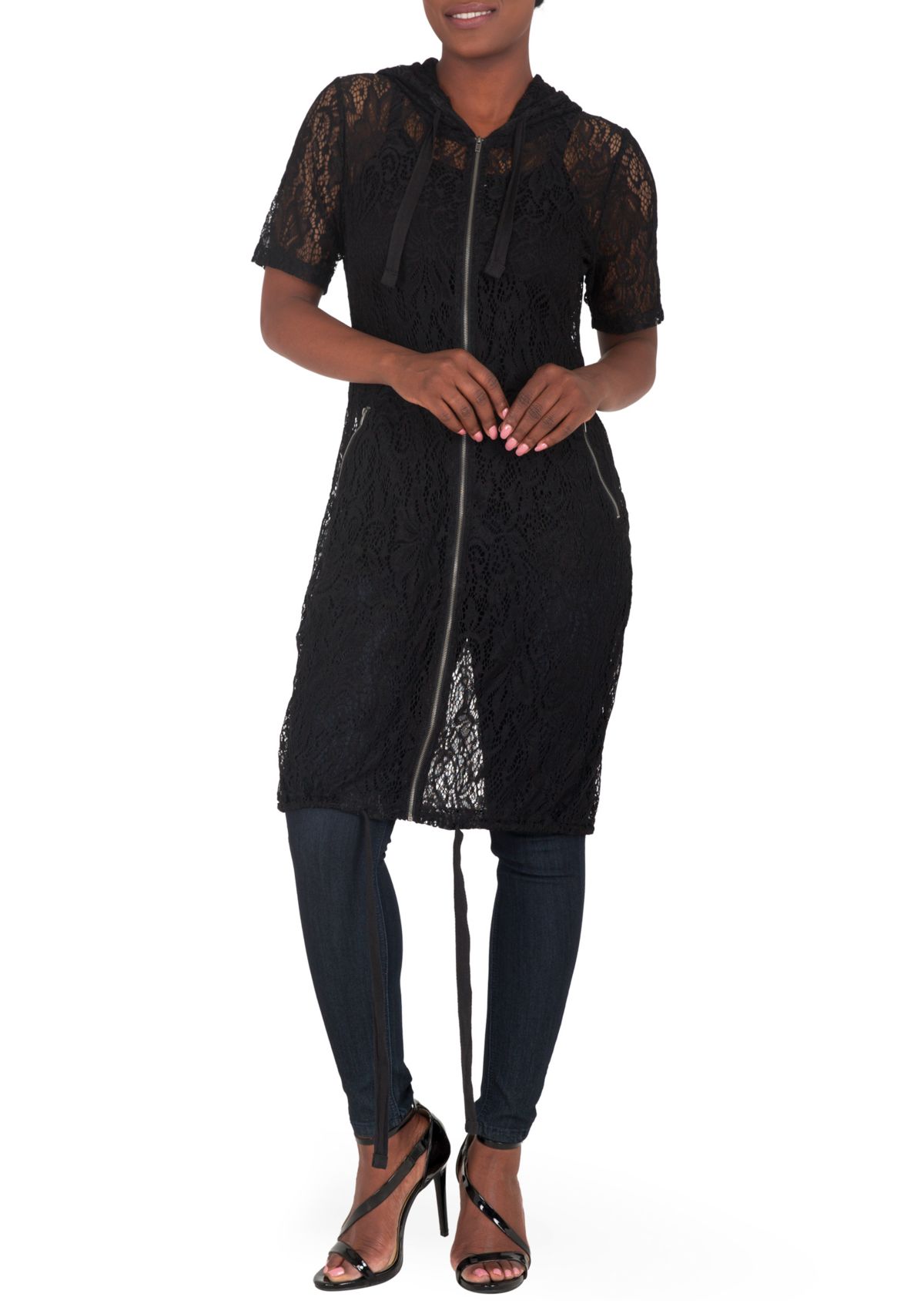 Poetic Justice Kenny Long Lace Elbow Sleeve Jacket | Belk
