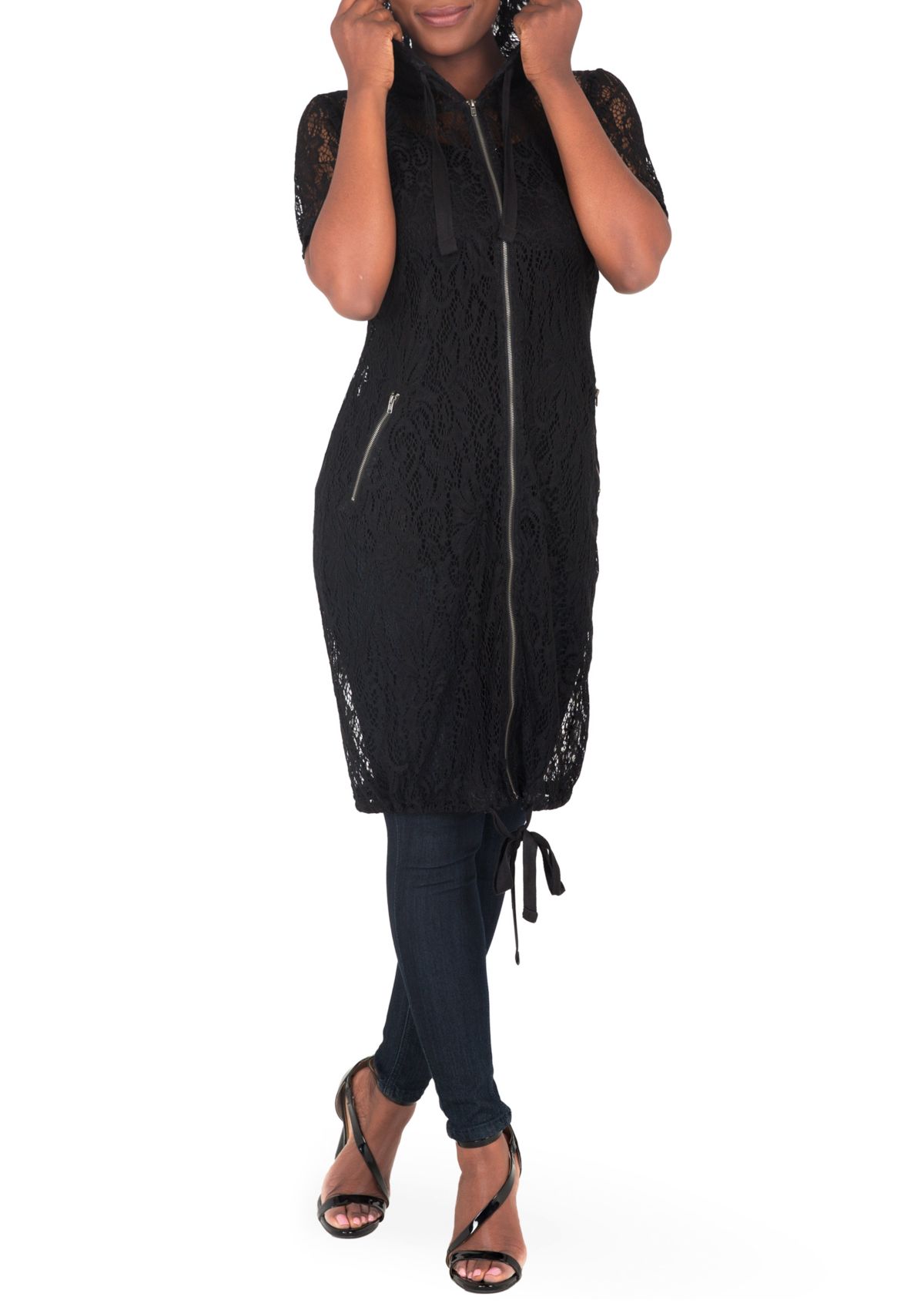 Poetic Justice Kenny Long Lace Elbow Sleeve Jacket | Belk