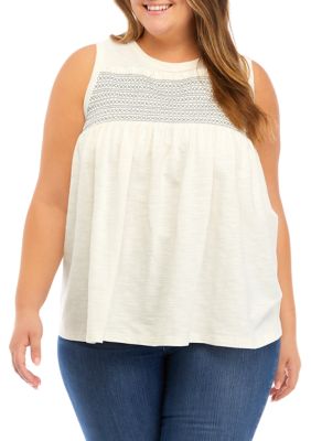 TRUE CRAFT Plus Size Short Sleeve Embroidered Knit Tunic | belk