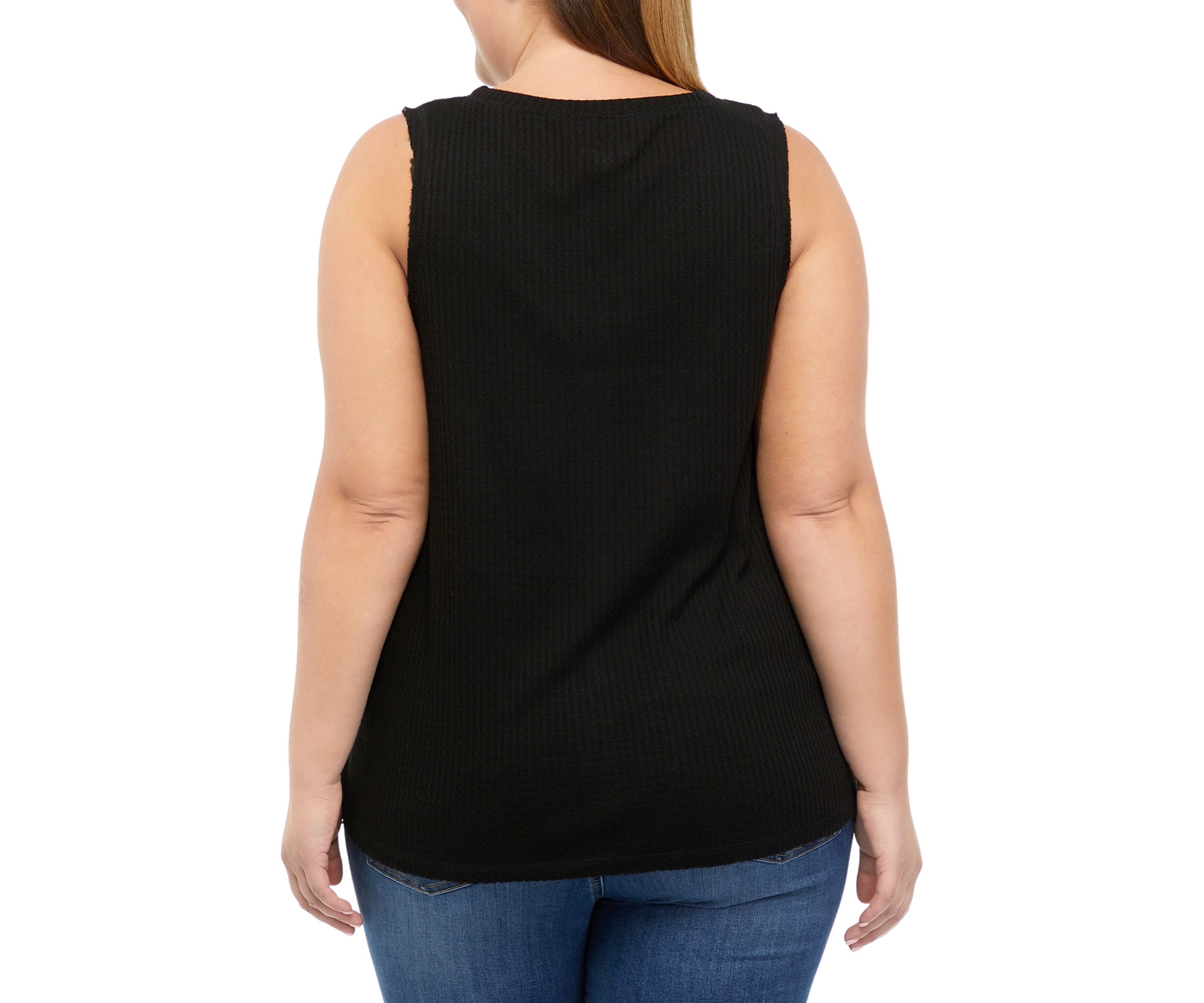 TRUE CRAFT Plus Size Tie Front Waffle Knit Tank Top | Belk