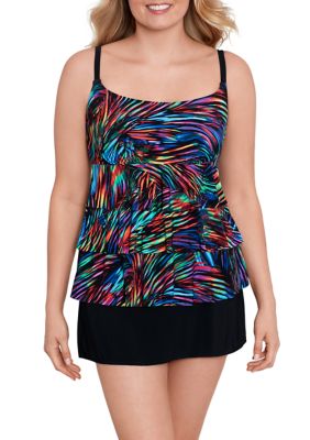 Longitude Rainbow Glow Skirtini Swimsuit | belk