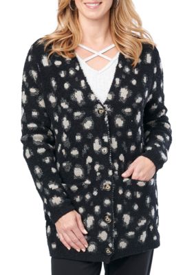 Ruby Rd Animal Instinct Leopard Jacquard Cardigan | belk