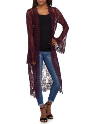 Polly & Esther Long Sleeve Lace Duster | belk