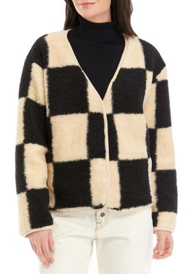 MOON RIVER Women's Shearling Grid Check Jacket | belk
