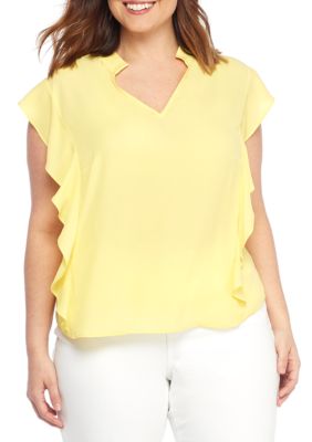 THE LIMITED Plus Size Deep V Ruffle Blouse | belk