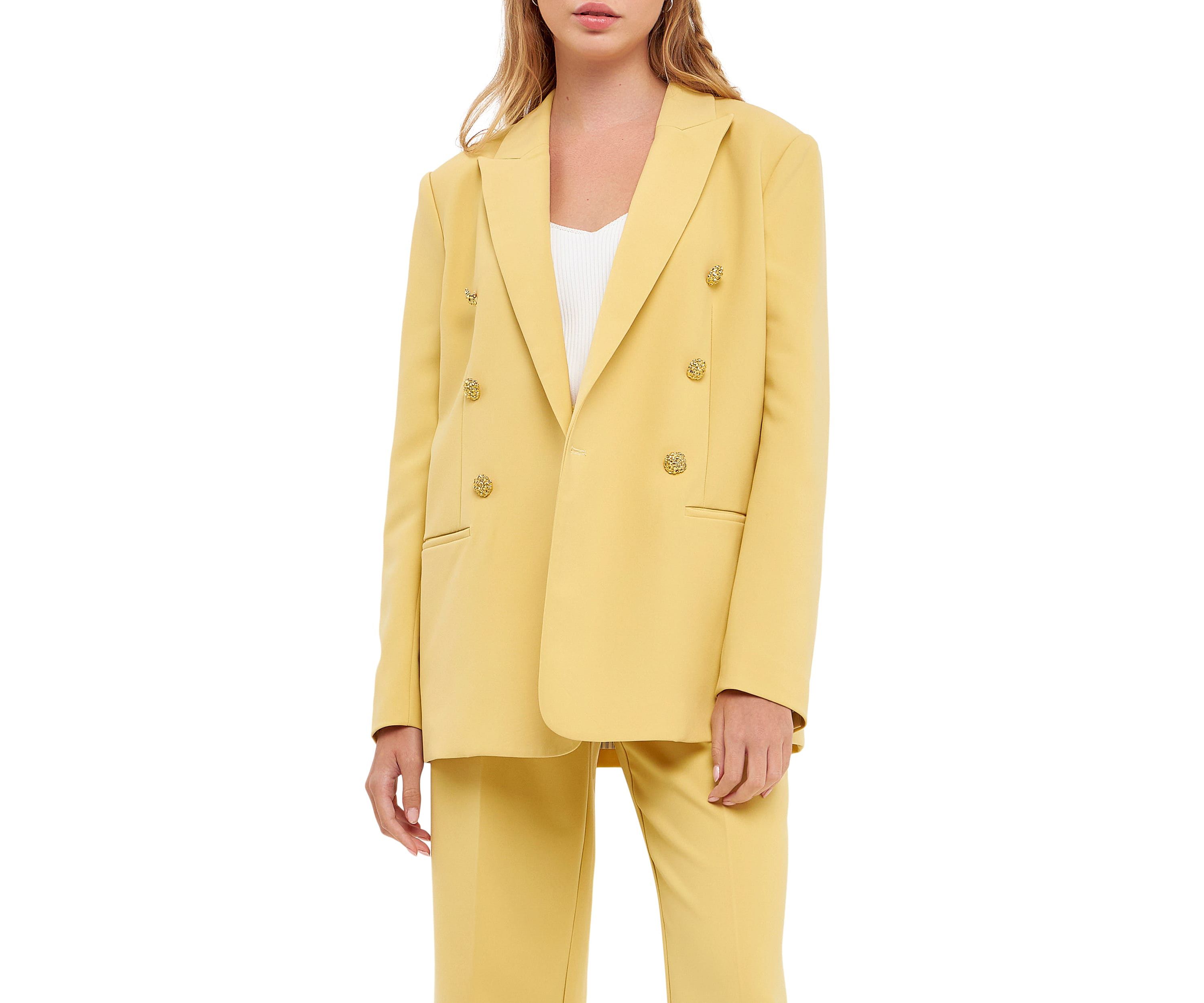 ENGLISH FACTORY Gold Buttoned Structured Blazer | Belk
