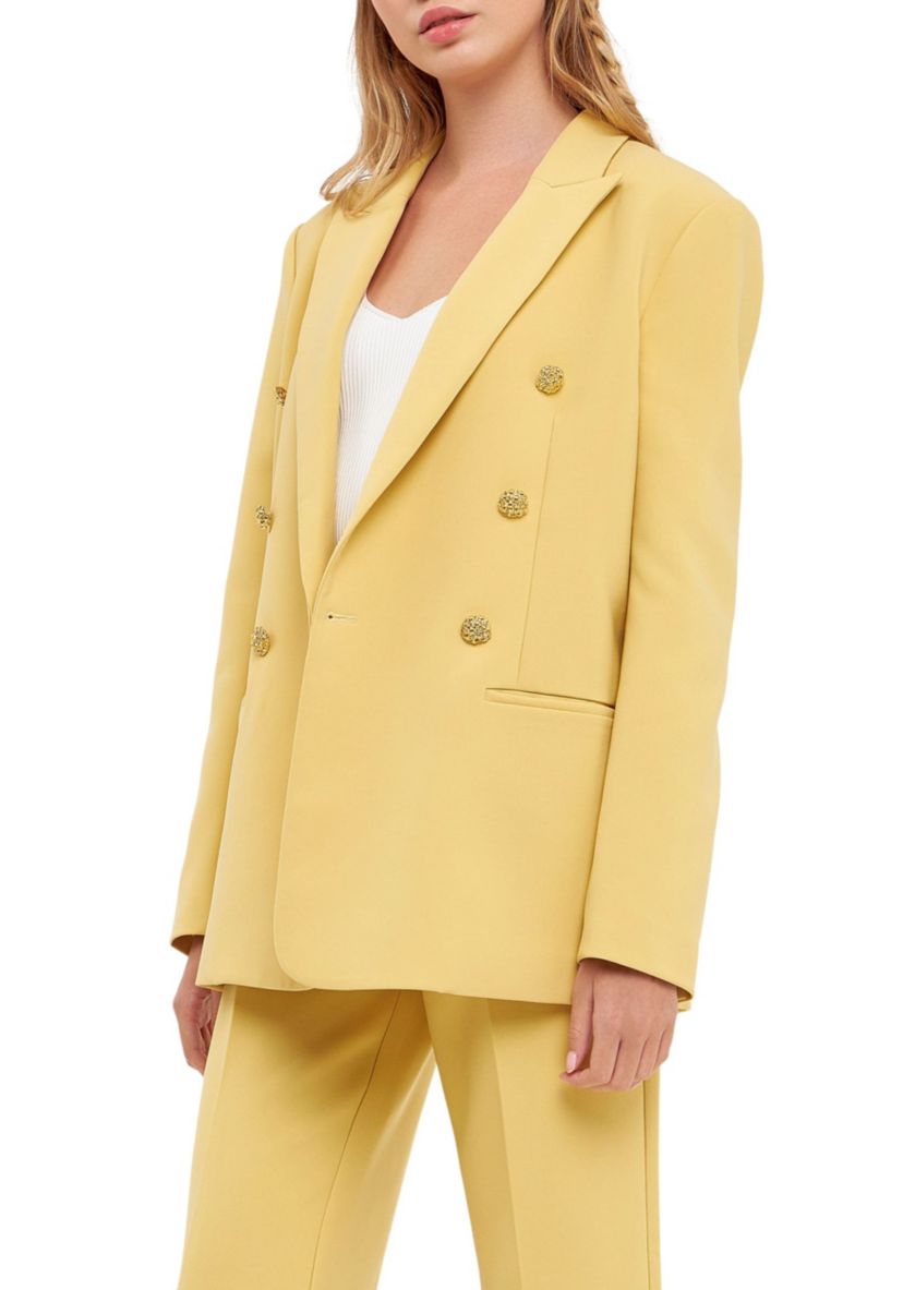 ENGLISH FACTORY Gold Buttoned Structured Blazer | Belk