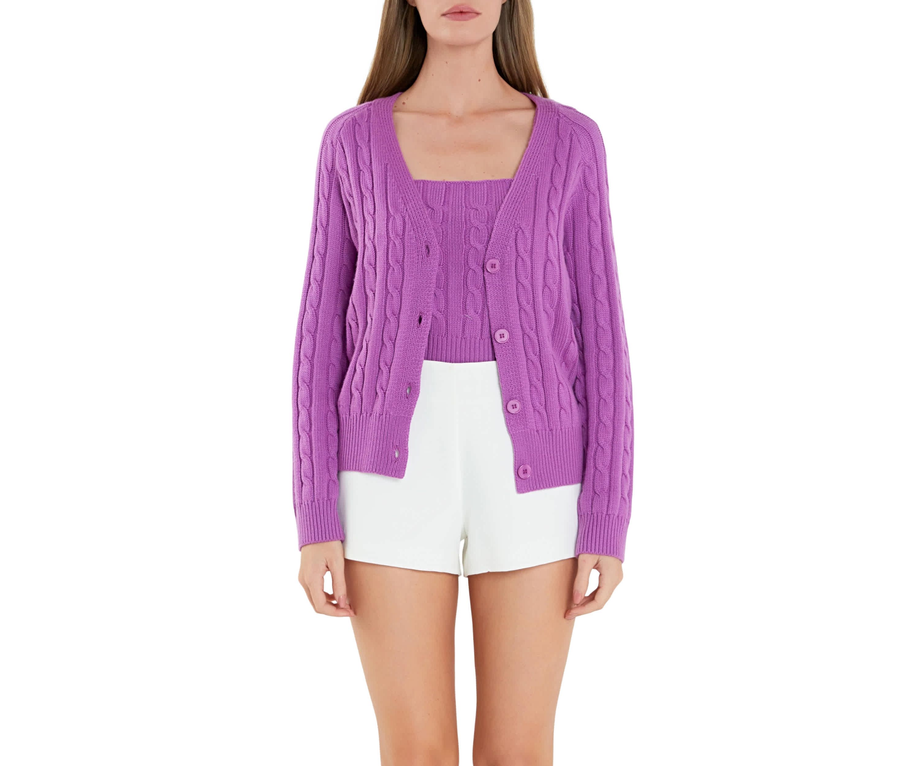 ENGLISH FACTORY Cable Knit Cardigan | Belk