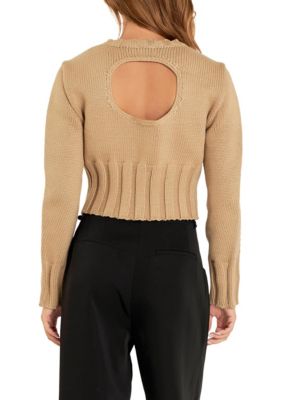 ENGLISH FACTORY Open Back Cropped Sweater | Belk