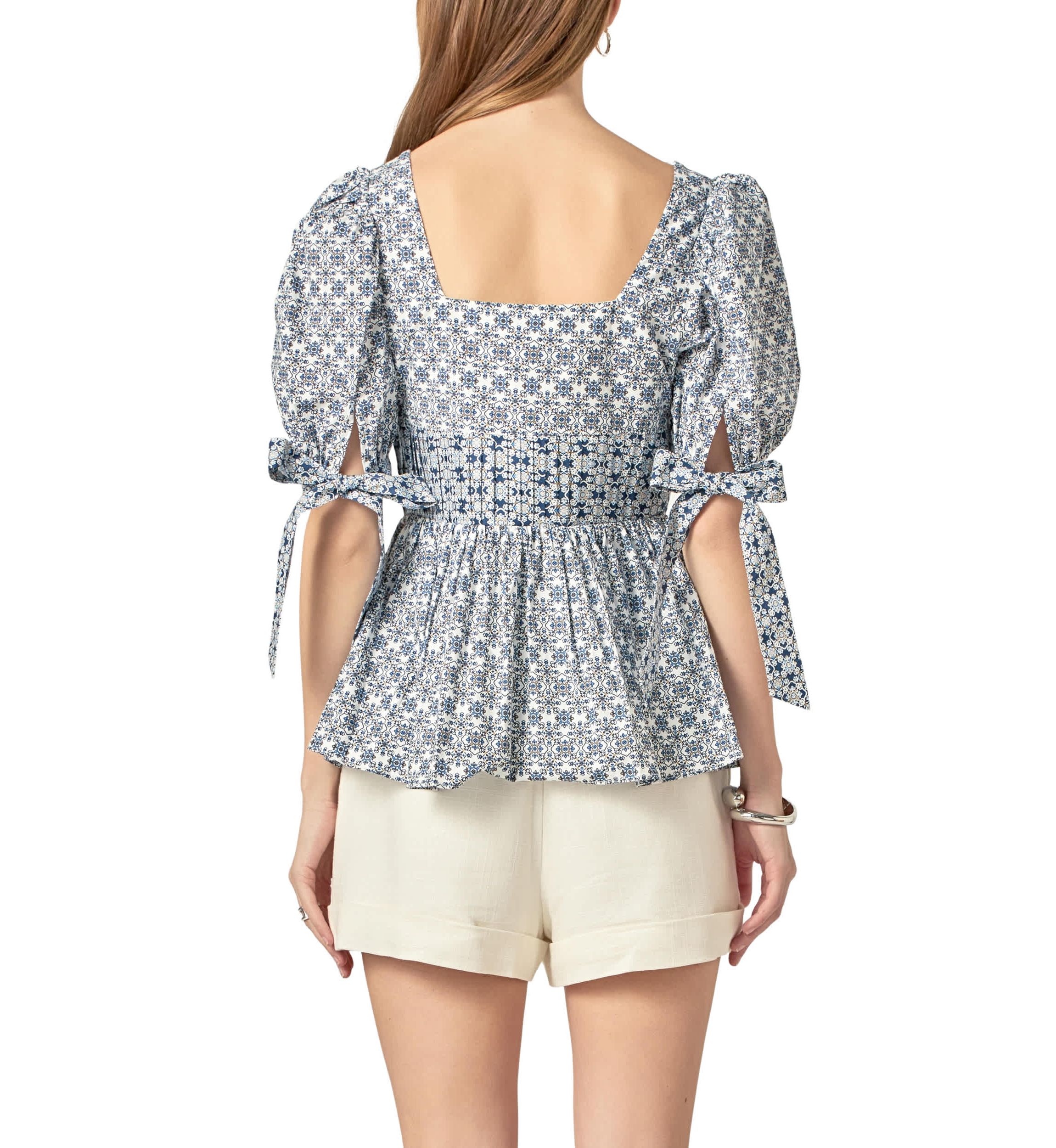 ENGLISH FACTORY Print Block Smocked Top | Belk