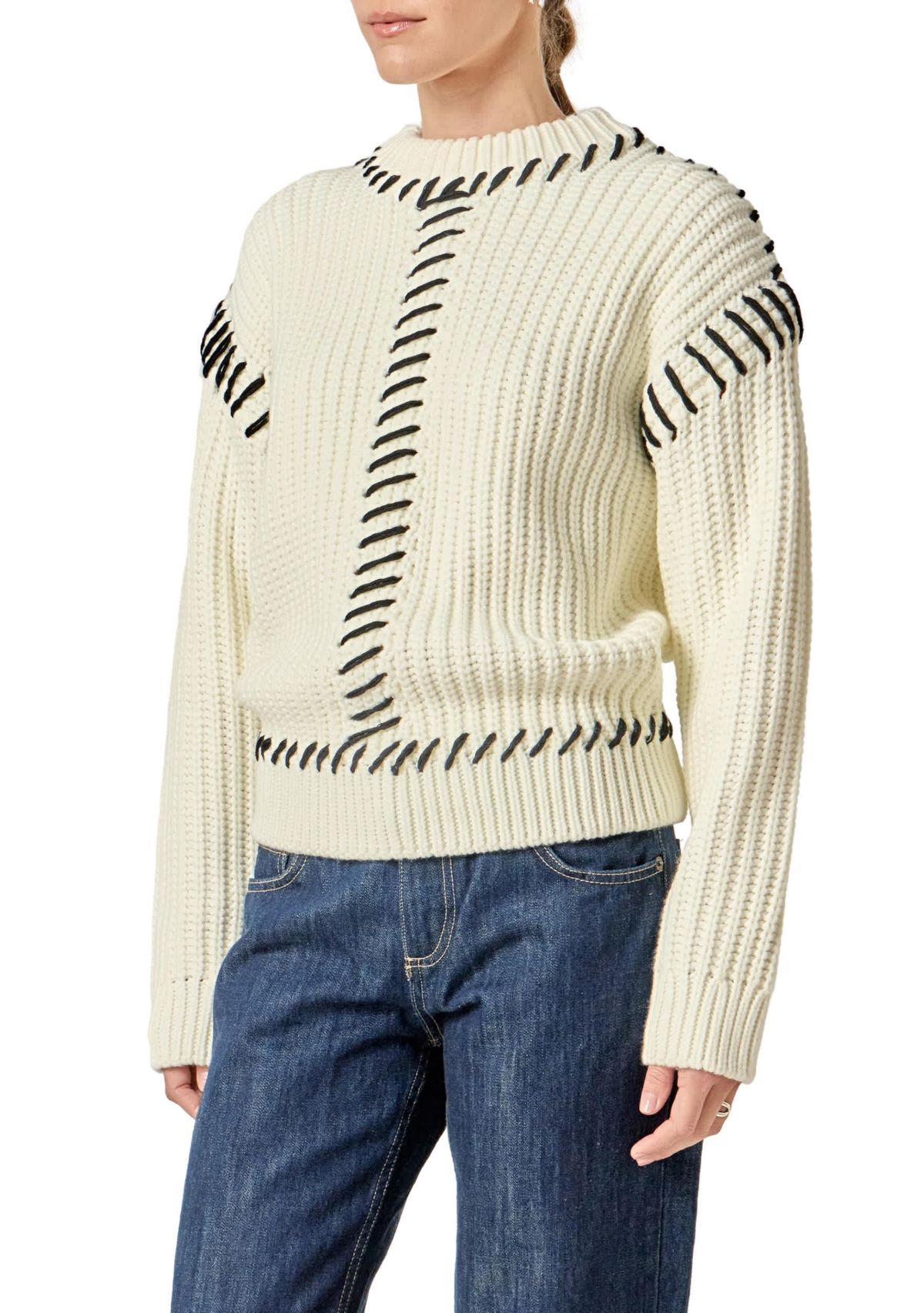 ENGLISH FACTORY STITCH DETAILED CHUNKY CREW NECK KNIT | Belk