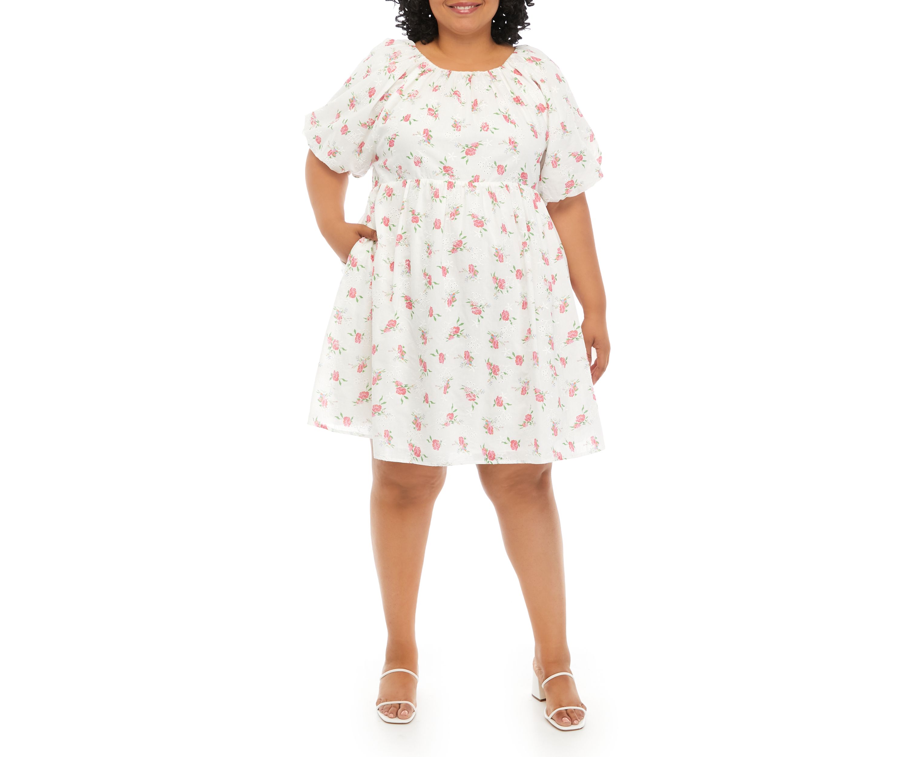 ENGLISH FACTORY Plus Size Floral Cotton Embroidered Dress | Belk