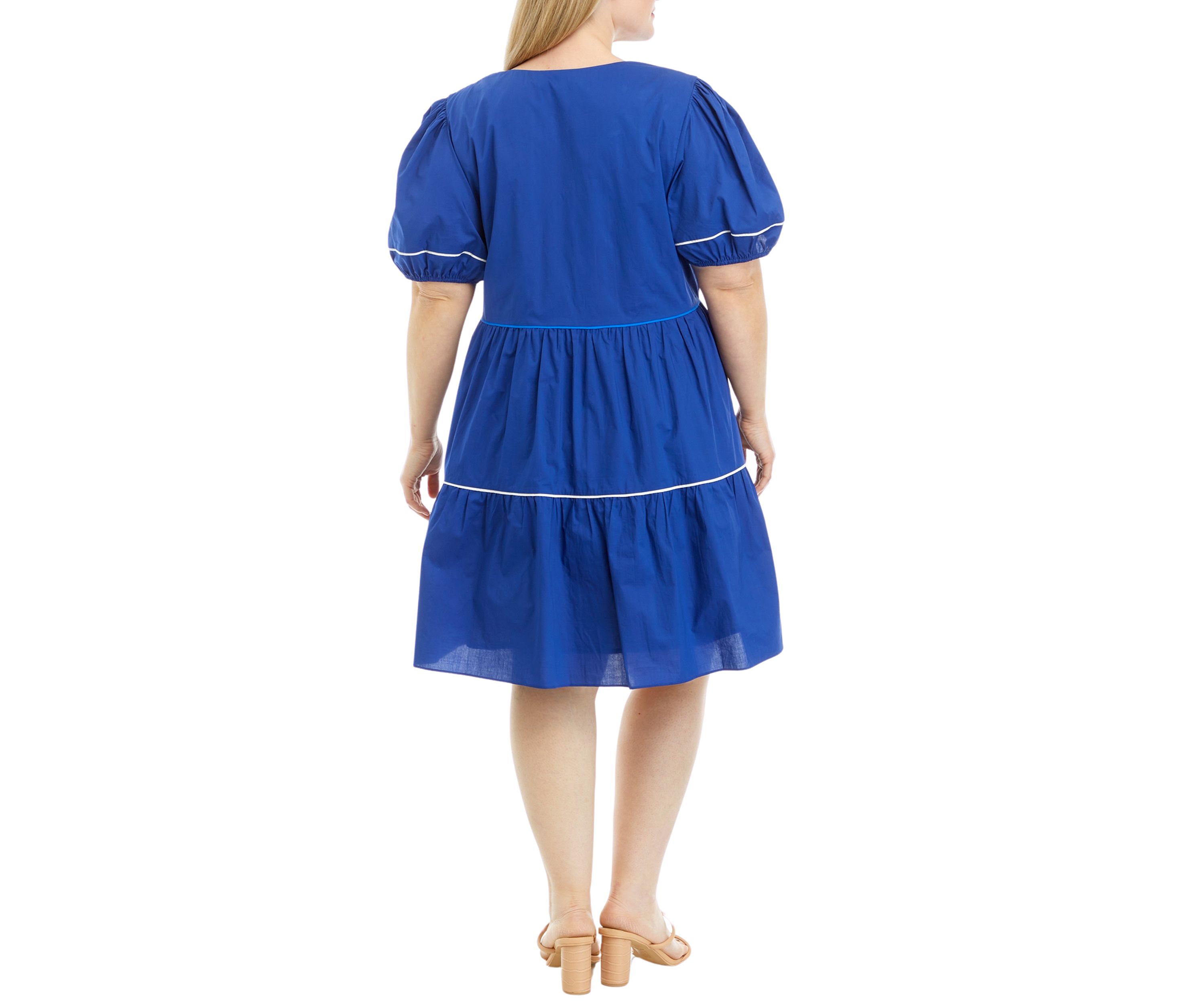 ENGLISH FACTORY Plus Size Piping Detail Mini Dress | Belk