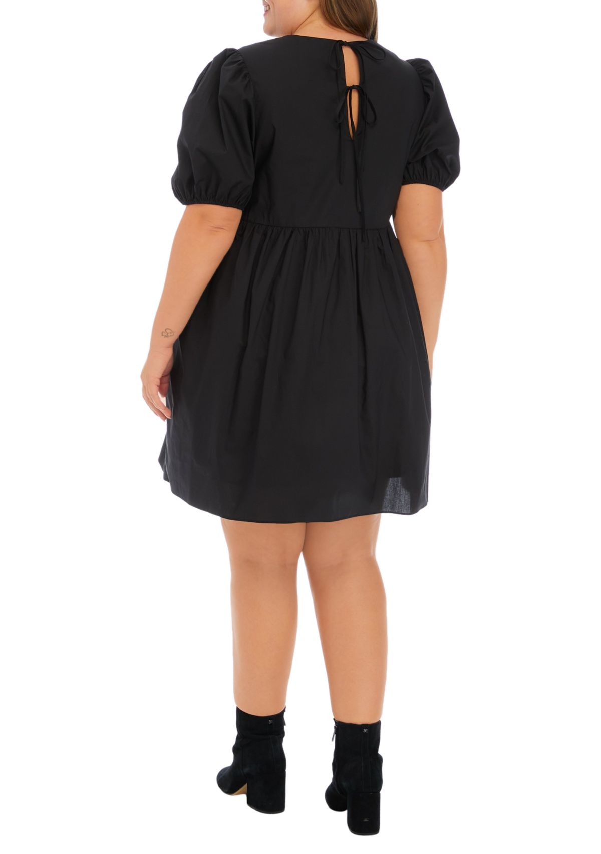 ENGLISH FACTORY Plus Size Short Sleeve Puff Poplin Dress | Belk