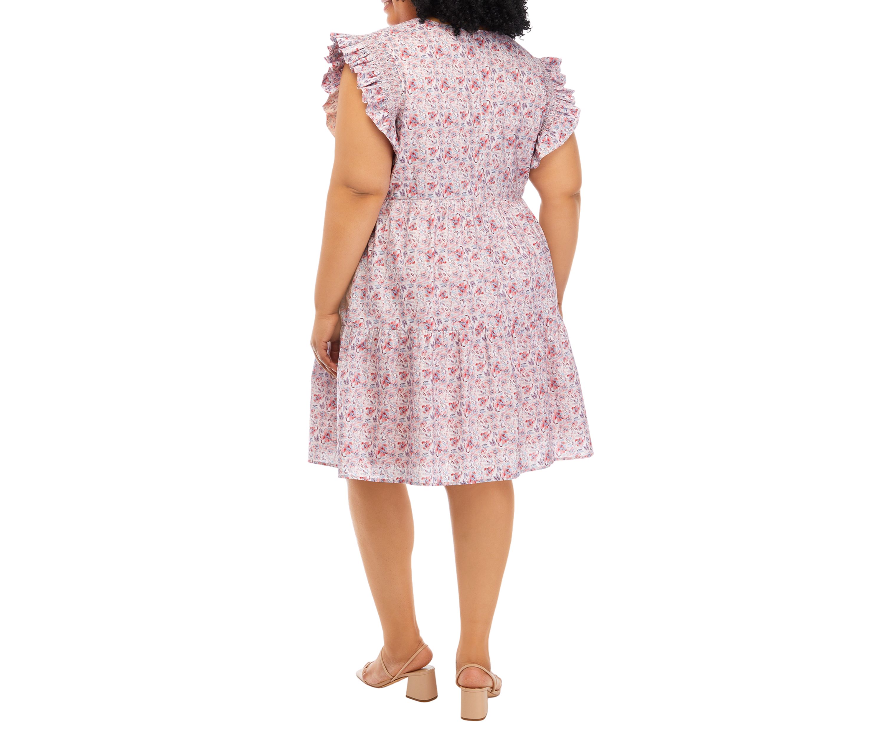 ENGLISH FACTORY Plus Size Floral Flutter Sleeve Dress | Belk