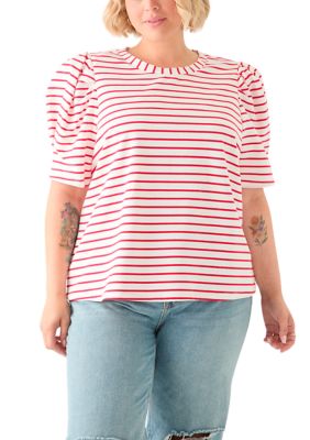 ENGLISH FACTORY Plus Size Puff Sleeve Stripe Knit Top | Belk