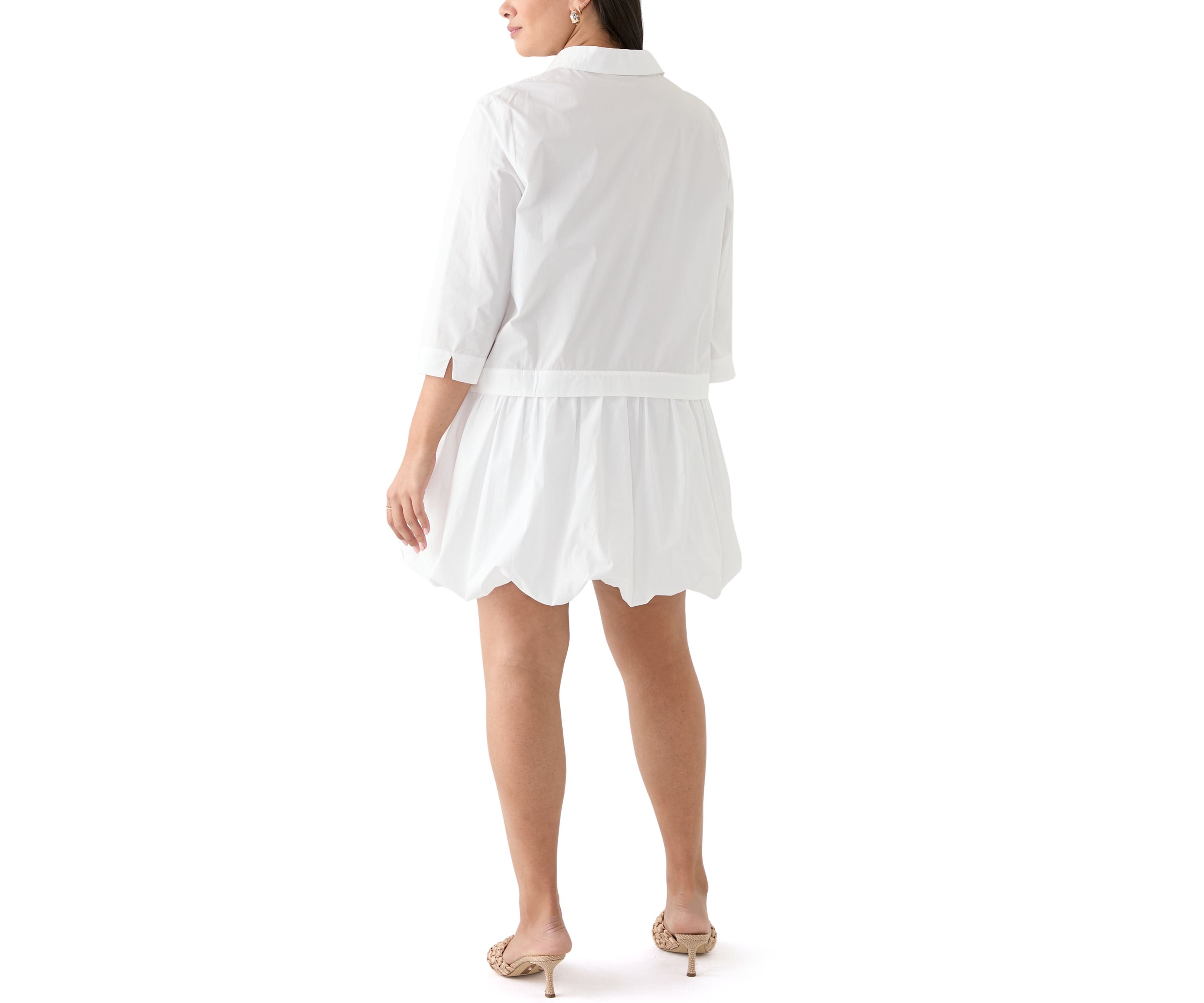 ENGLISH FACTORY Plus Size Bubble Hem Mini Shirtdress | Belk