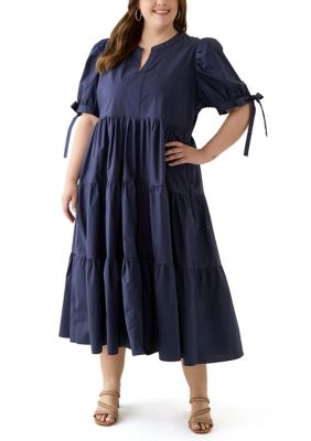 ENGLISH FACTORY Plus Size Tiered Midi Dress | belk