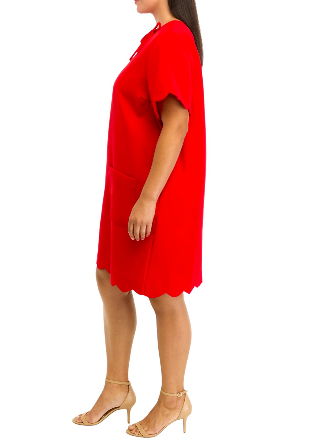 ENGLISH FACTORY Plus Size Short Sleeve Scallop Mini Dress | Belk