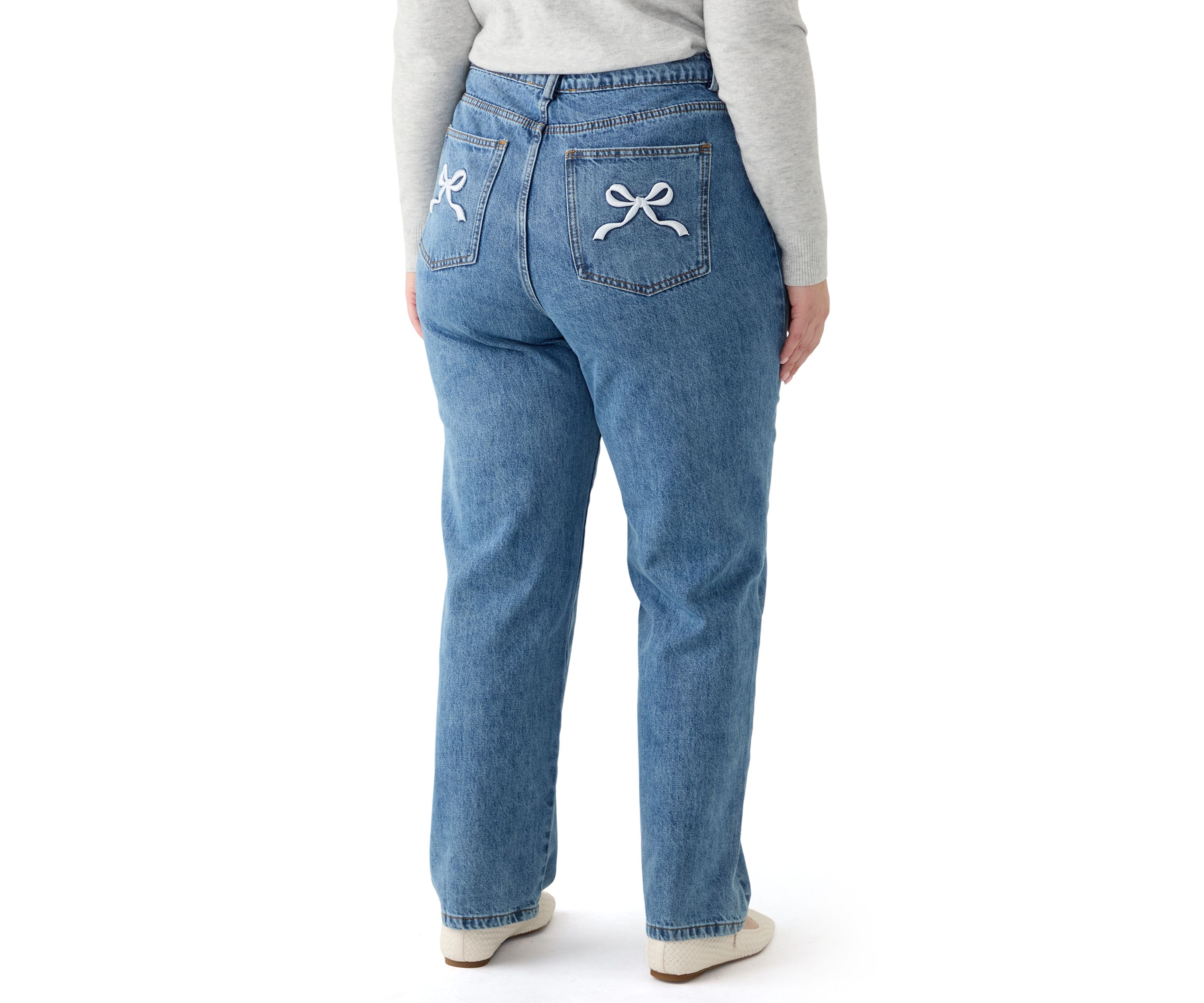 ENGLISH FACTORY Plus Size Embroidered Bow Denim Jeans | Belk