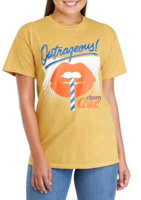 Coca-Cola Juniors' Short Sleeve Cherry Coke Crew Neck Graphic T-Shirt ...