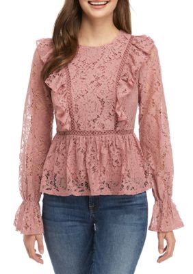 Wonderly Lace Peplum Top | belk