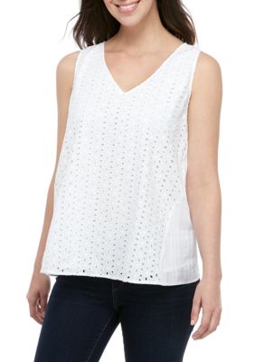 Cupio White Eyelet Tank | belk