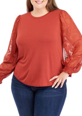 Cupio Plus Size Long Sleeve Julianna Crepe Top | belk