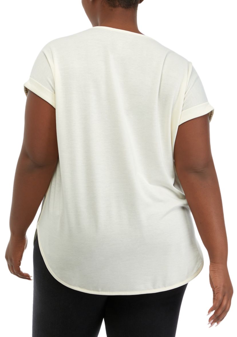 Cupio Plus Size Draped Cowl Neck Satin Front Top | Belk