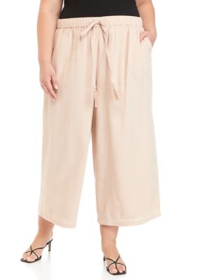 Cupio Plus Size Pull On Wide Leg Cropped Pants | belk