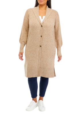 Cupio Plus Size High Slit Cowl Cardigan | belk