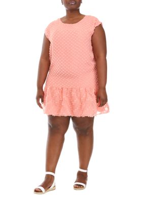 Cupio Plus Size Crew Neck Ruffle Hem Dress | belk