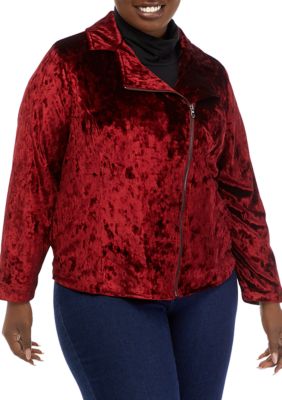 Cupio Plus Size Velvet Moto Jacket | belk
