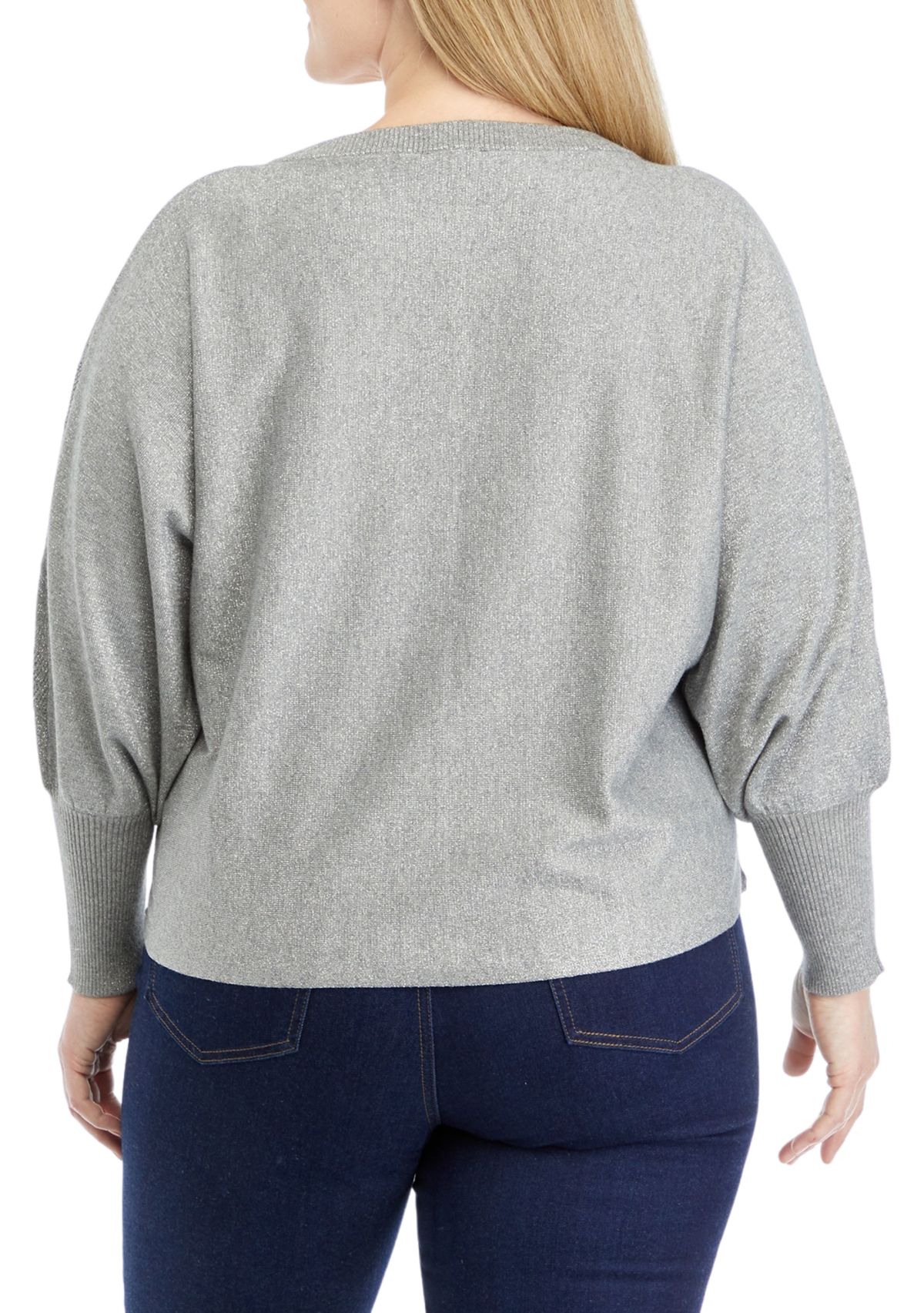 Cupio Plus Size Long Sleeve Mixed Stitch Solid Pullover Sweater | Belk