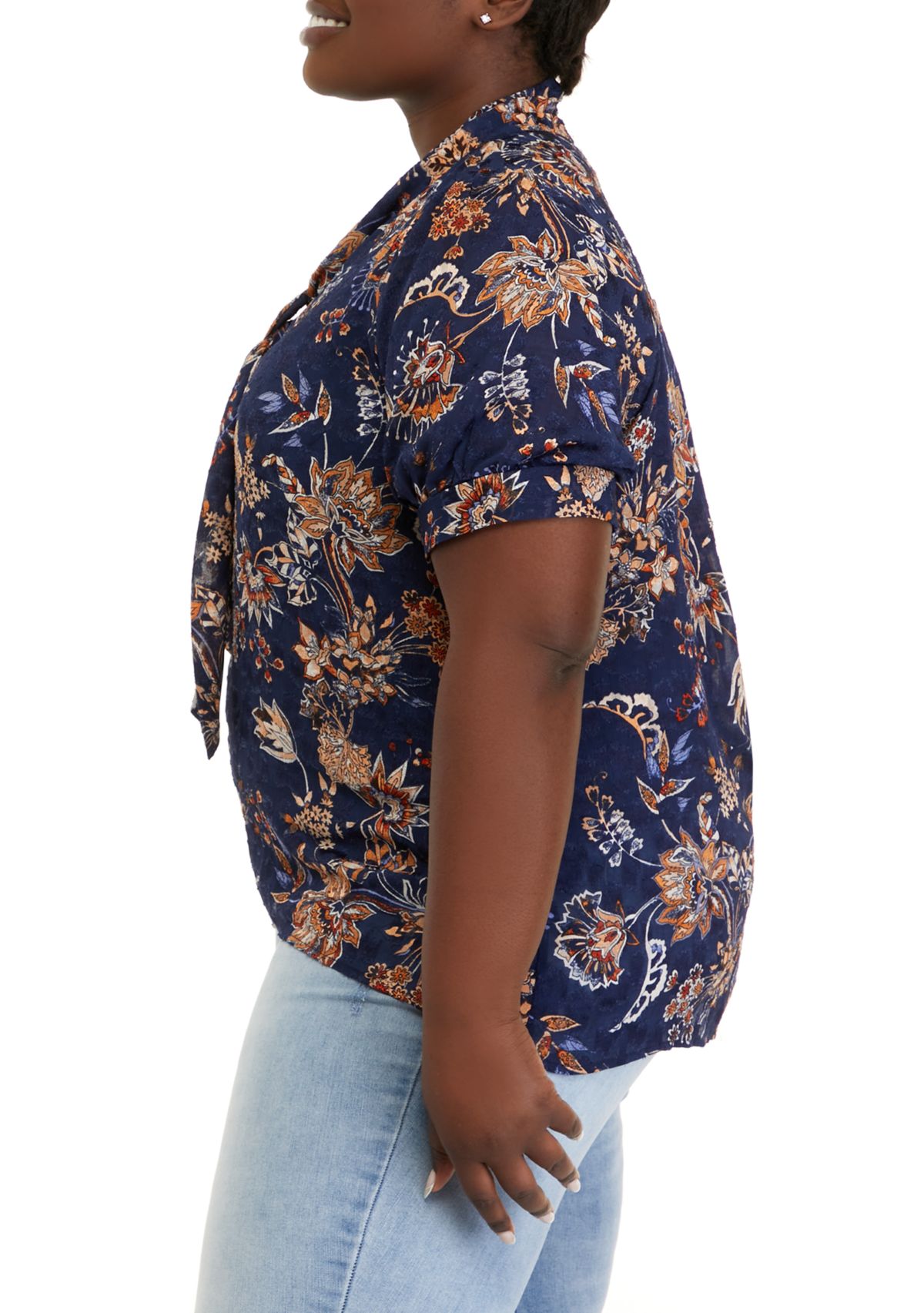 Cupio Plus Size Blouson Sleeve Bow Floral Blouse | Belk