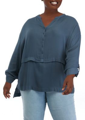 Cupio Plus Size Roll Tab Tunic Top | belk