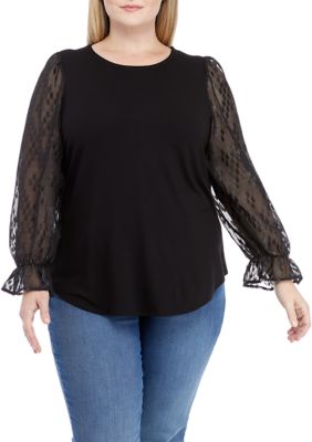 Cupio Plus Size Long Sleeve Julianna Crepe Top | belk