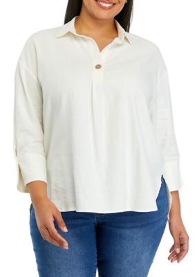 Cupio Plus Size Linen Shirt | belk