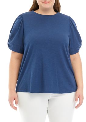 Cupio Plus Size Solid Twist Top | belk
