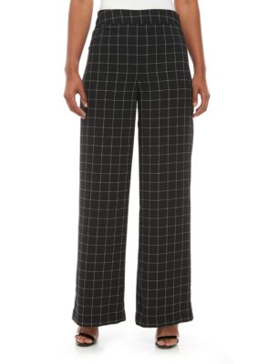 Madison Side Zip Wide Leg Windowpane Pants | belk